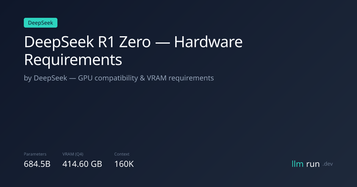 DeepSeek R1 Zero — Hardware Requirements & Compatibility | llmrun
