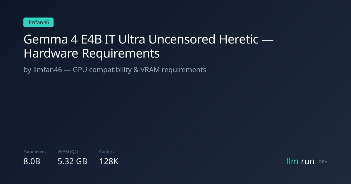 Gemma 4 E4B IT Ultra Uncensored Heretic — Hardware Requirements ...