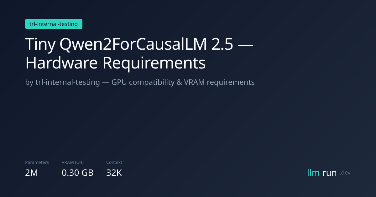 Tiny Qwen2ForCausalLM 2.5 — Hardware Requirements & Compatibility | llmrun