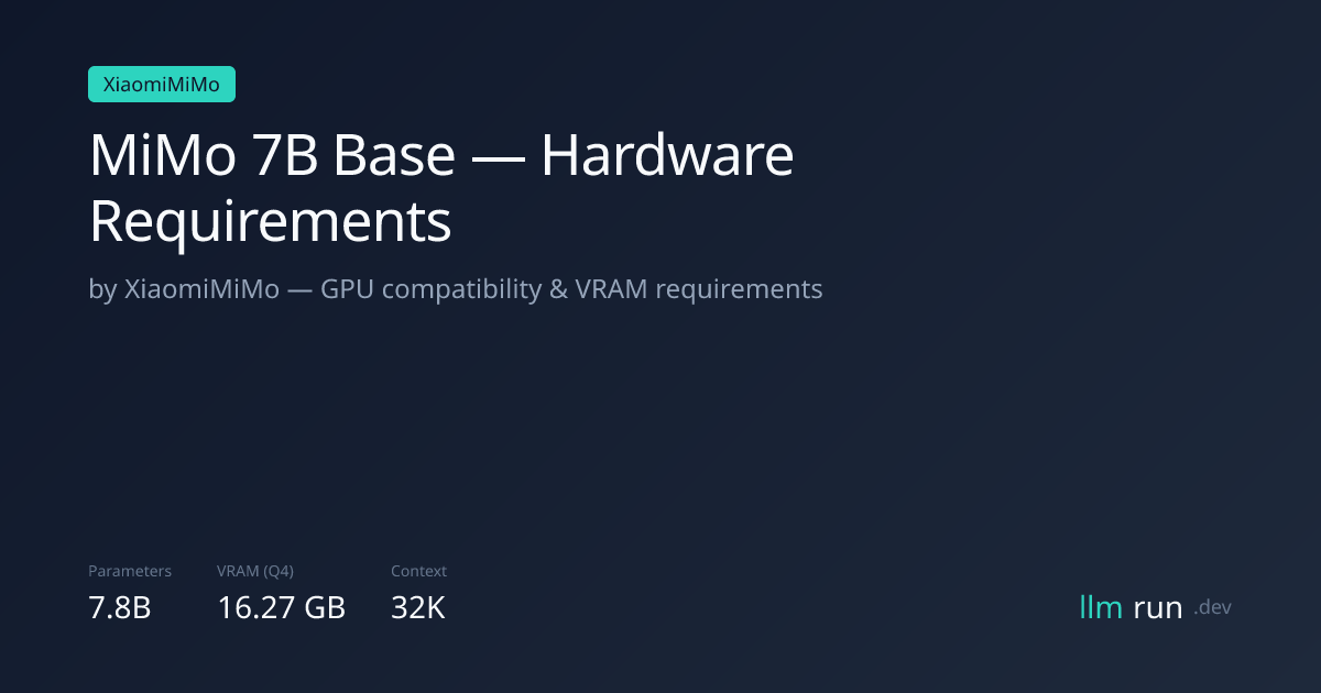 MiMo 7B Base — Hardware Requirements & Compatibility | llmrun